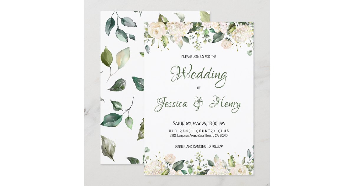 White Flower Wedding Invitation | Zazzle
