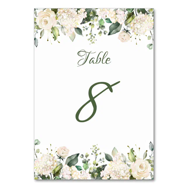 White Flower Wedding Table Numbers | Zazzle