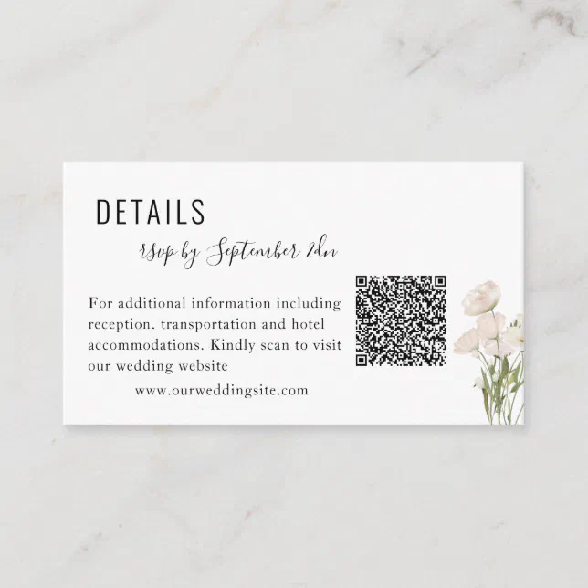 White Flowers Greenery Succulent Wedding Qr Code Enclosure Card | Zazzle