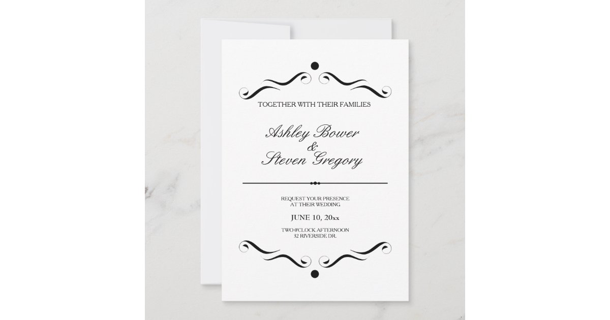 White Formal Wedding Invitation | Zazzle