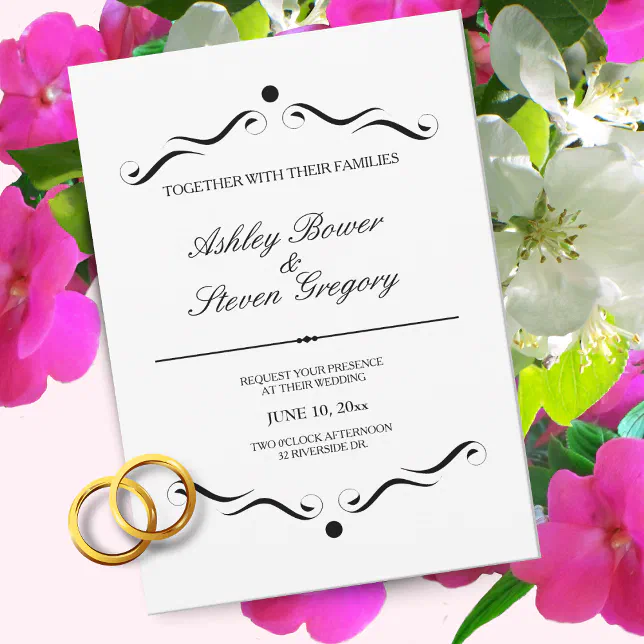 White Formal Wedding Invitation | Zazzle