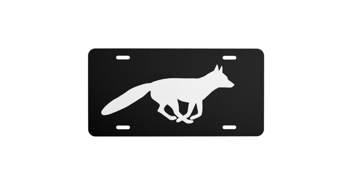 White Fox Silhouette License Plate | Zazzle