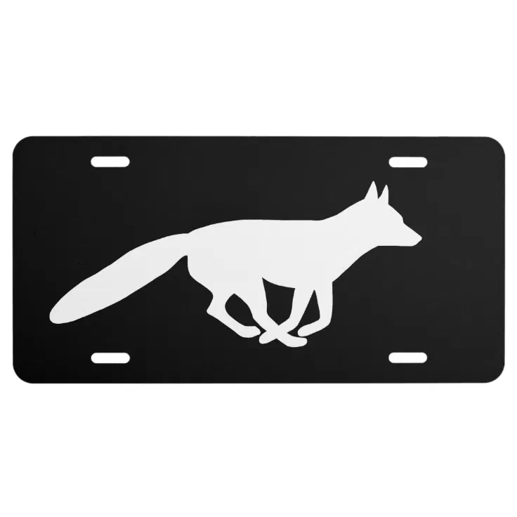 White Fox Silhouette License Plate | Zazzle