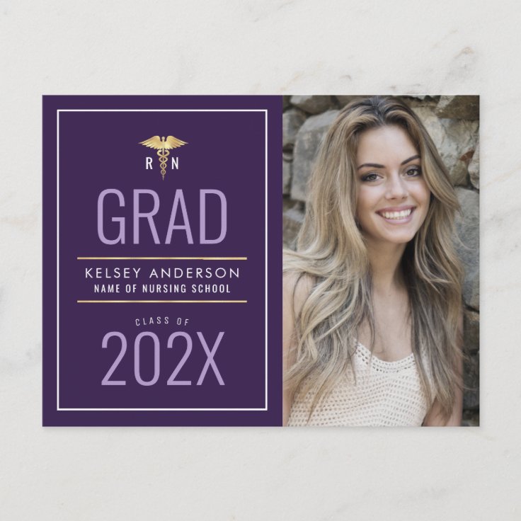 white frame nursing school graduation announcement postcard | Zazzle