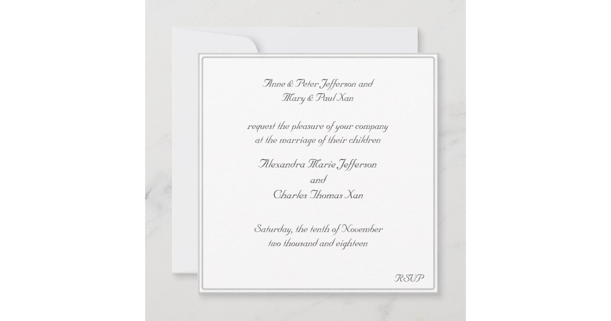 White Framed Wedding Invitation | Zazzle