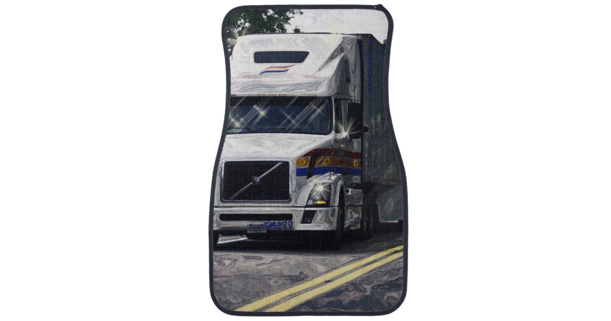 White Freight Truck, Lorry Trucker's Big Rig Car Floor Mat | Zazzle