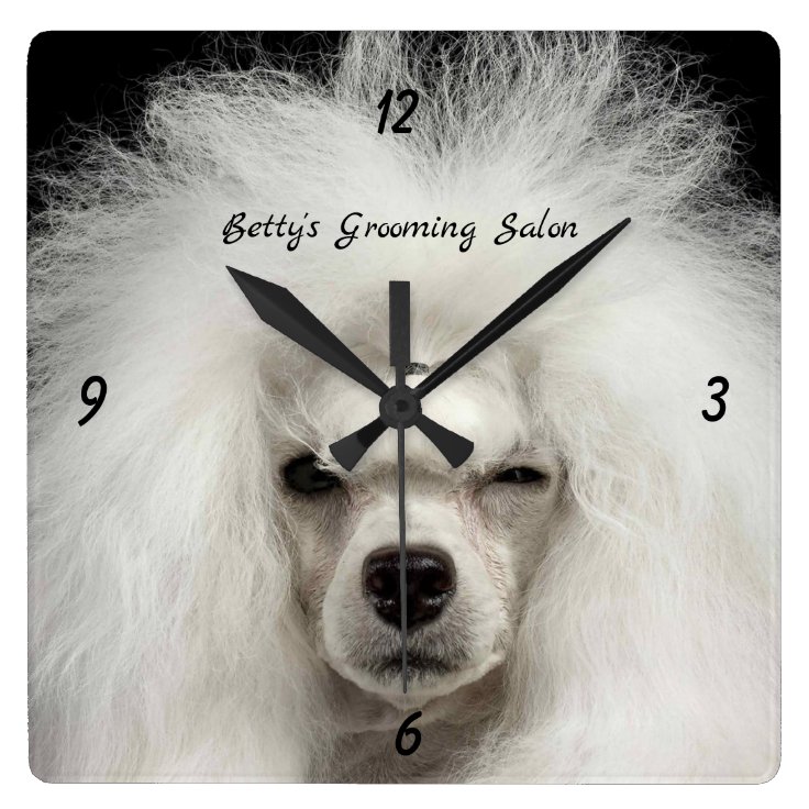 White French Poodle Pet Salon Wall Clock | Zazzle