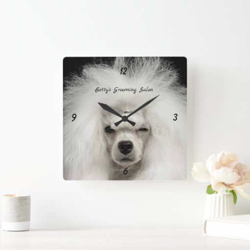 White French Poodle Pet Salon Wall Clock | Zazzle