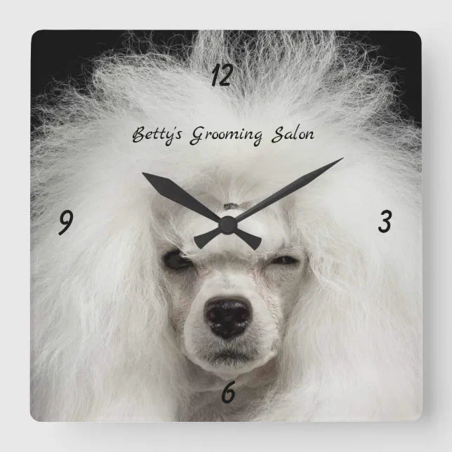 White French Poodle Pet Salon Wall Clock | Zazzle