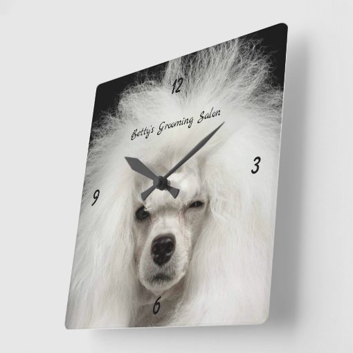 White French Poodle Pet Salon Wall Clock | Zazzle