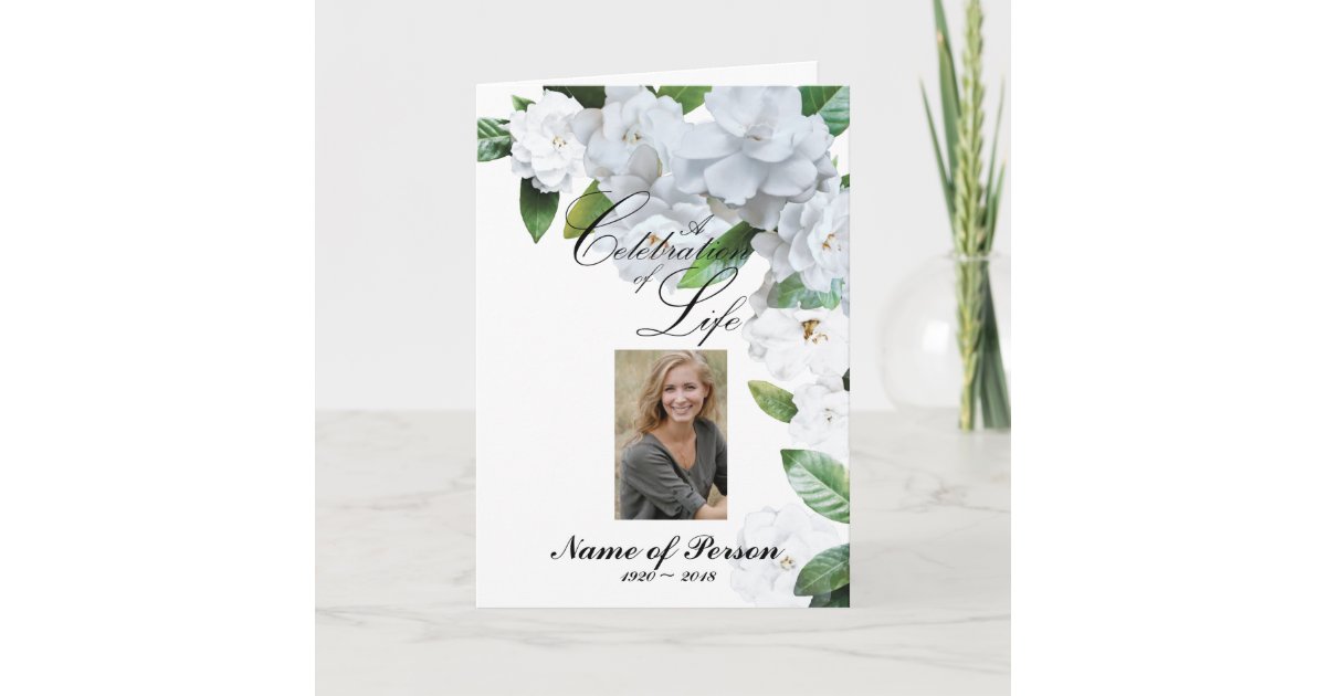 White Gardenias Flowers Floral Funeral Program | Zazzle
