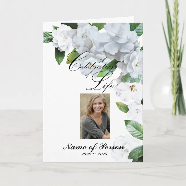 White Gardenias Flowers Floral Funeral Program | Zazzle