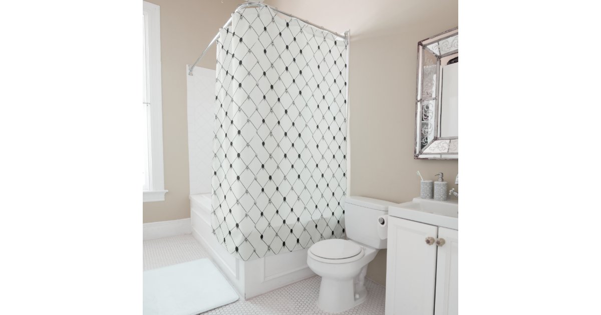 White Geometric Pattern Shower Curtain | Zazzle