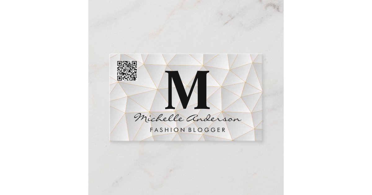 White Geometric Triangles | QR Code Business Card | Zazzle