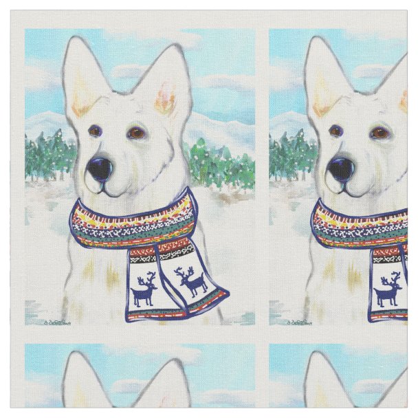 White German Shepherd Fabric | Zazzle