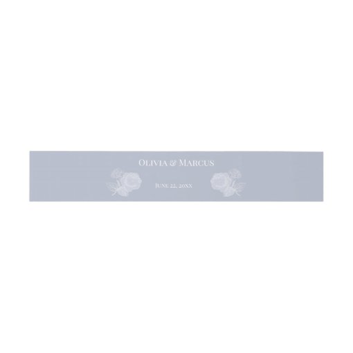 White Gilded Roses on Dusty Blue Invitation Belly Band | Zazzle