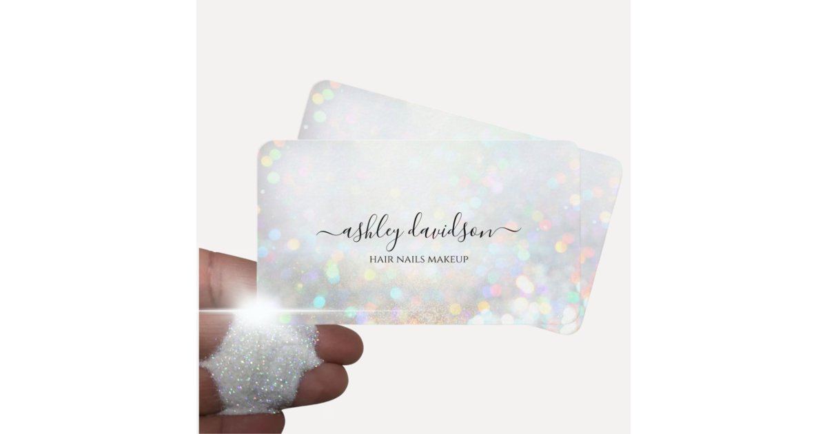 White Glitter Dust Modern Glam Business Cards | Zazzle