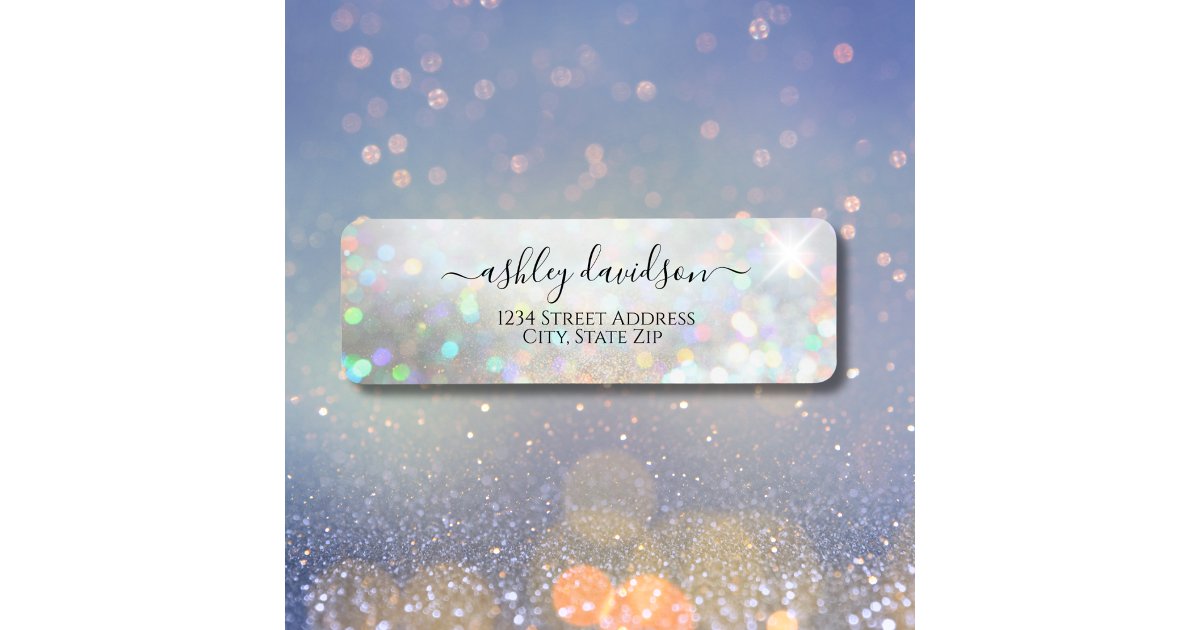 White Glitter Dust Return Address label | Zazzle