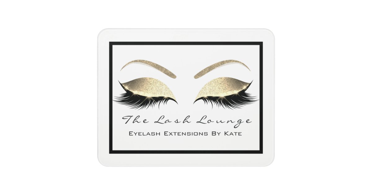 White Glitter Gold Beauty Salon Lashes Makeup Door Sign | Zazzle