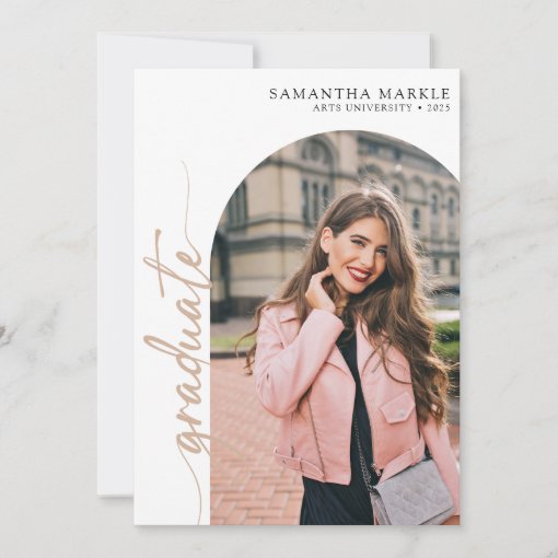 White Gold 2025 Graduation Invitation with Photo | Zazzle