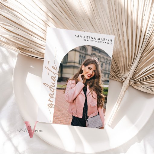 White Gold 2025 Graduation Invitation with Photo | Zazzle