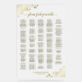White & Gold 300 Person Alphabetical Seating Chart | Zazzle