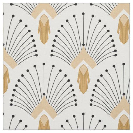 Gold and White Art Deco Pattern Fabric | Zazzle