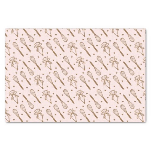White & Gold Baking Whisk & Piping Bag Pattern Tissue Paper | Zazzle