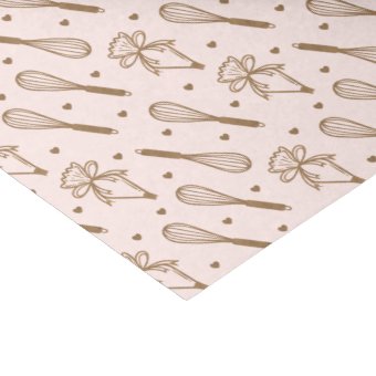 White & Gold Baking Whisk & Piping Bag Pattern Tissue Paper | Zazzle