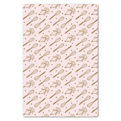 White & Gold Baking Whisk & Piping Bag Pattern Tissue Paper | Zazzle