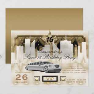 Limo Ride For A Birthday Party Invitations