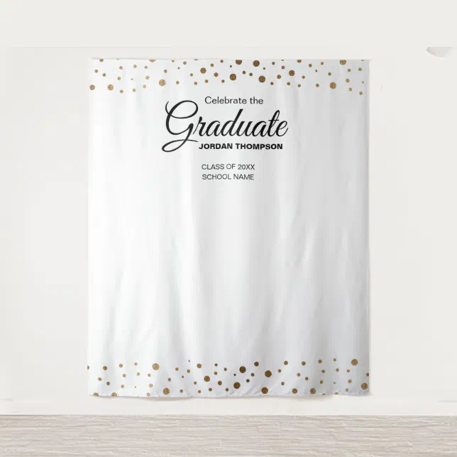 White Gold Class photo graduation backdrop | Zazzle