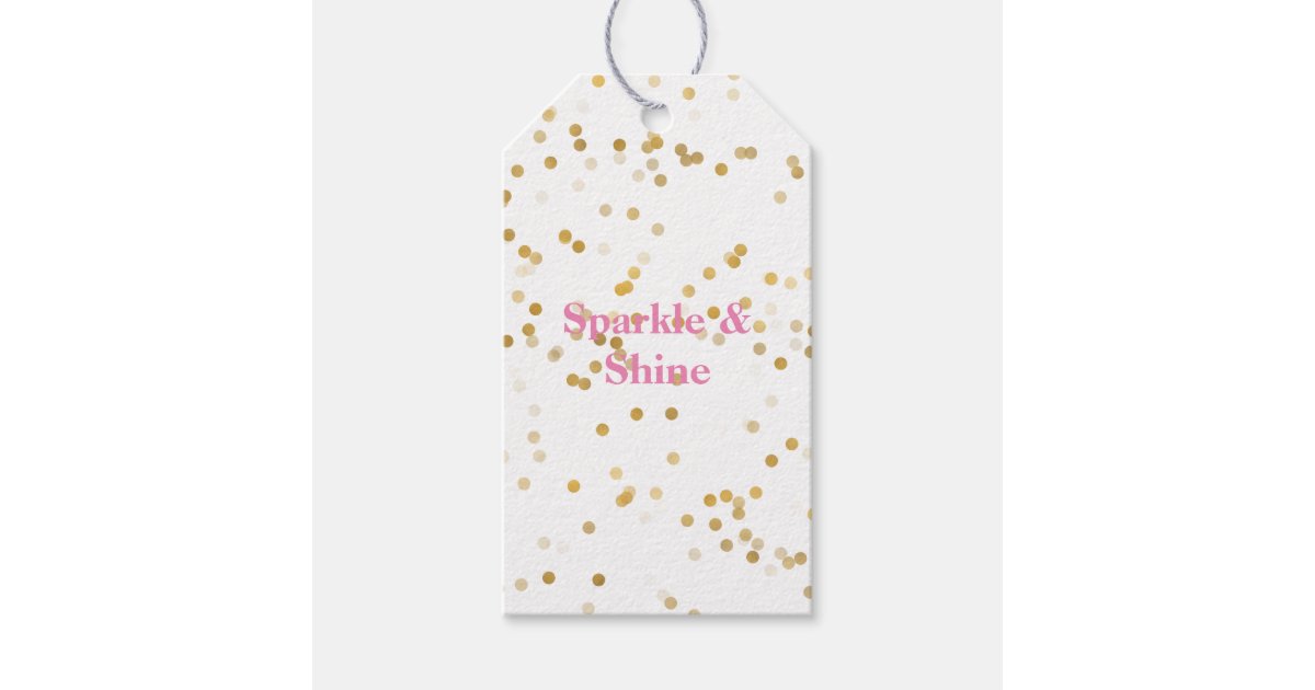 White Gold Confetti Gift Tags | Zazzle