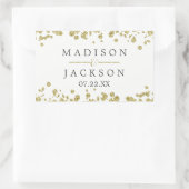 White & Gold Confetti Wedding Monogram Rectangular Sticker | Zazzle