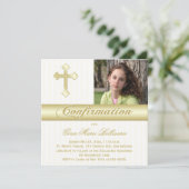 White Gold Confirmation Photo Invitation | Zazzle