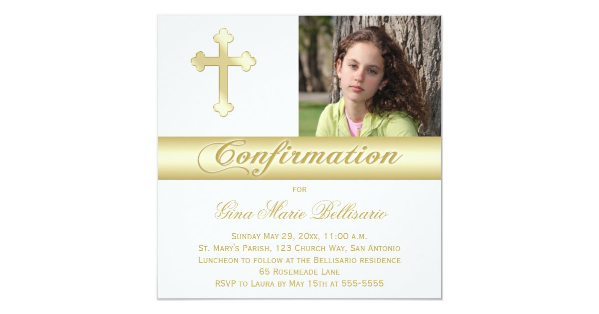 White Gold Confirmation Photo Invitation | Zazzle.com