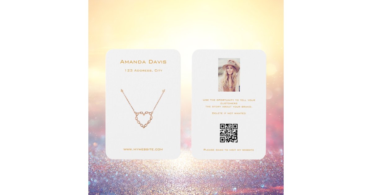 White gold earring jewelry photo QR display card | Zazzle