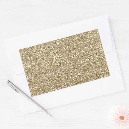 White Gold Faux Glitter Wrapping Paper Rectangular Sticker | Zazzle