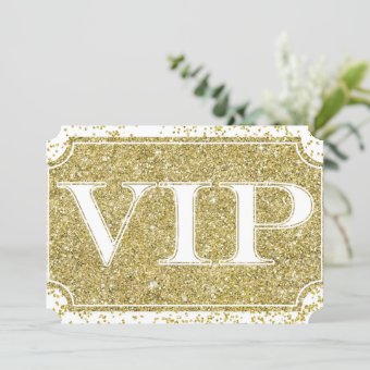 White Gold Glitter Confetti Glam VIP Party Ticket Invitation | Zazzle