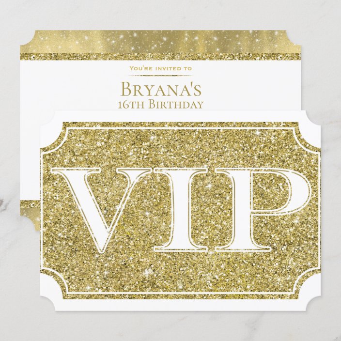 White & Gold Glitter Glam VIP Party Event Ticket Invitation | Zazzle.com