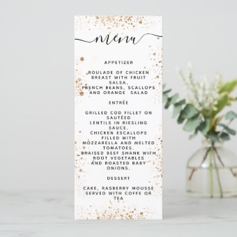 White gold glitter sparkles program menu card | Zazzle