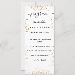 White gold glitter sparkles program menu card | Zazzle