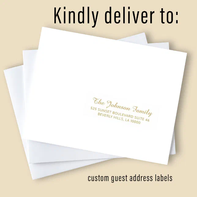 White gold individual guest address elegant labels | Zazzle