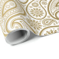 White & Gold Paisley Pattern Wrapping Paper | Zazzle