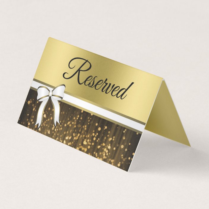 White & Gold Ribbon Wedding Reserved Place Cards | Zazzle.com