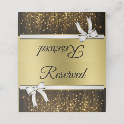 White & Gold Ribbon Wedding Reserved Place Cards | Zazzle