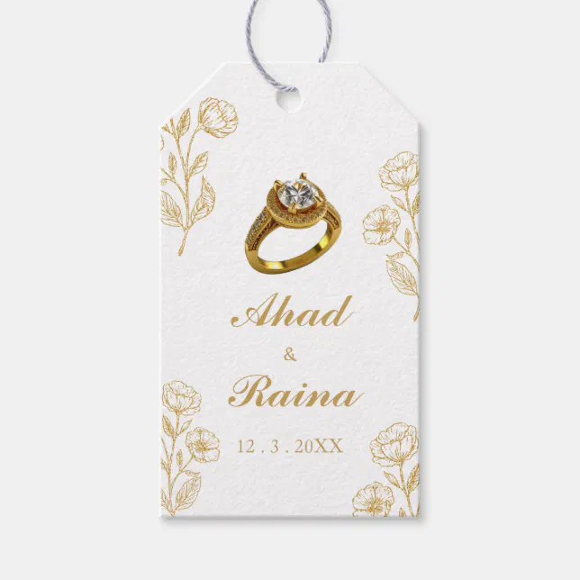 White Gold Ring Engagement Thank You Gift Tags | Zazzle