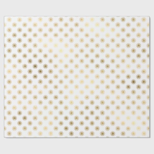 White Gold Stars Confetti Delicate Confetti Sun Wrapping Paper | Zazzle