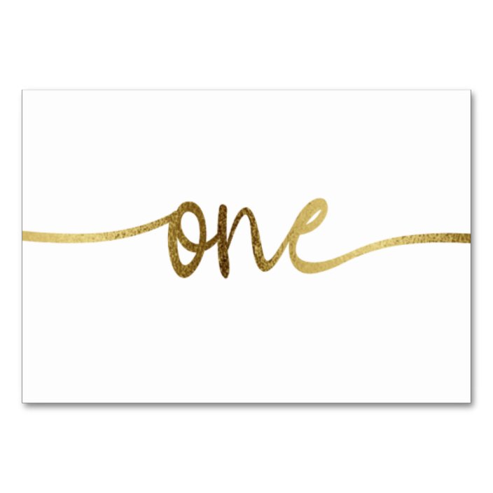 White Gold Text Number One Wedding Table Number | Zazzle.com