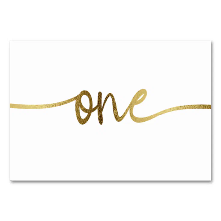 White Gold Text Number One Wedding Table Number | Zazzle
